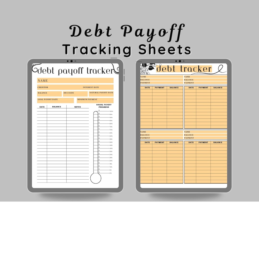 Debt Reduction Worksheet, Personal Finance Planner, Visual Debt Payoff ...