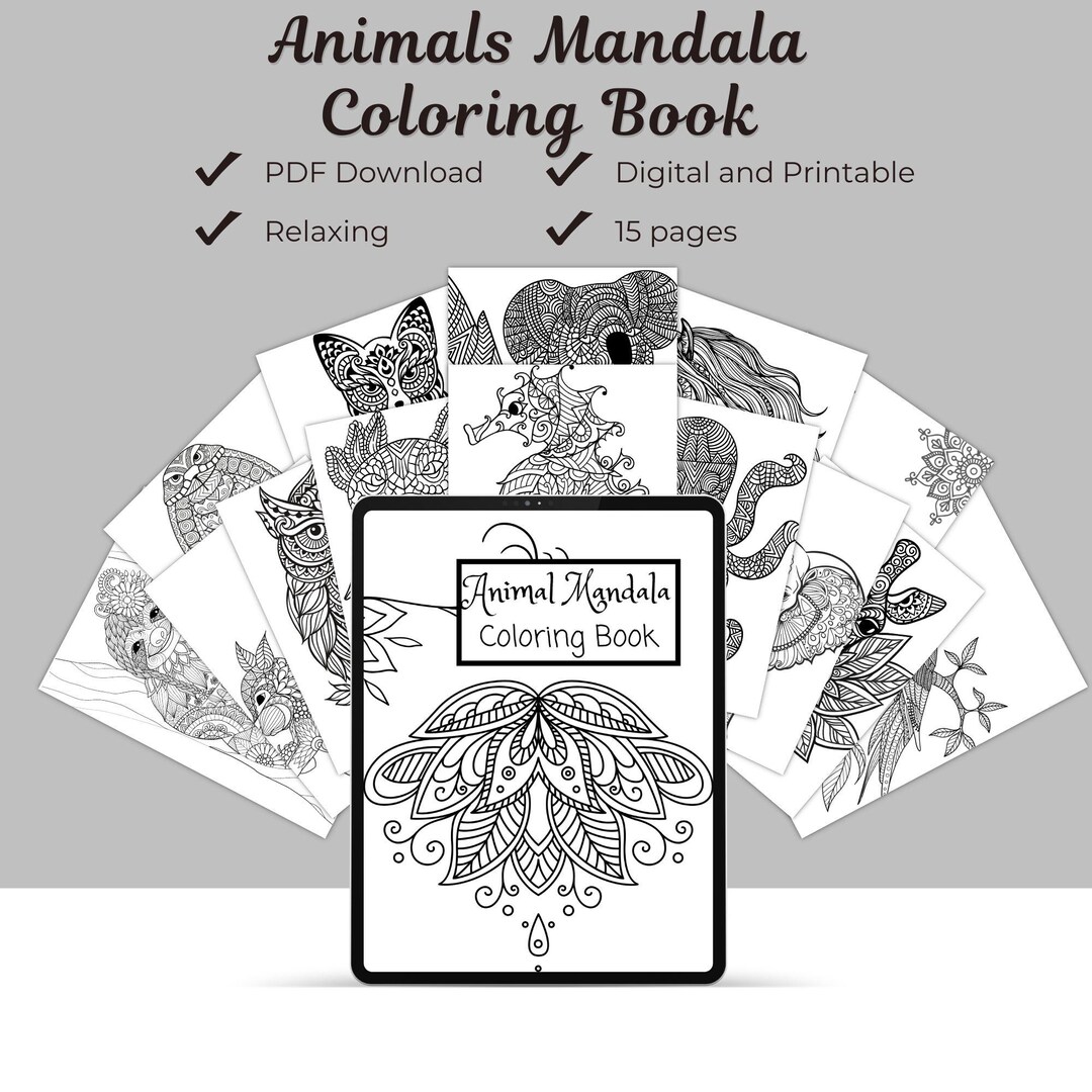 Printable Animal Mandala Coloring Pages; Digital Download for Adults ...