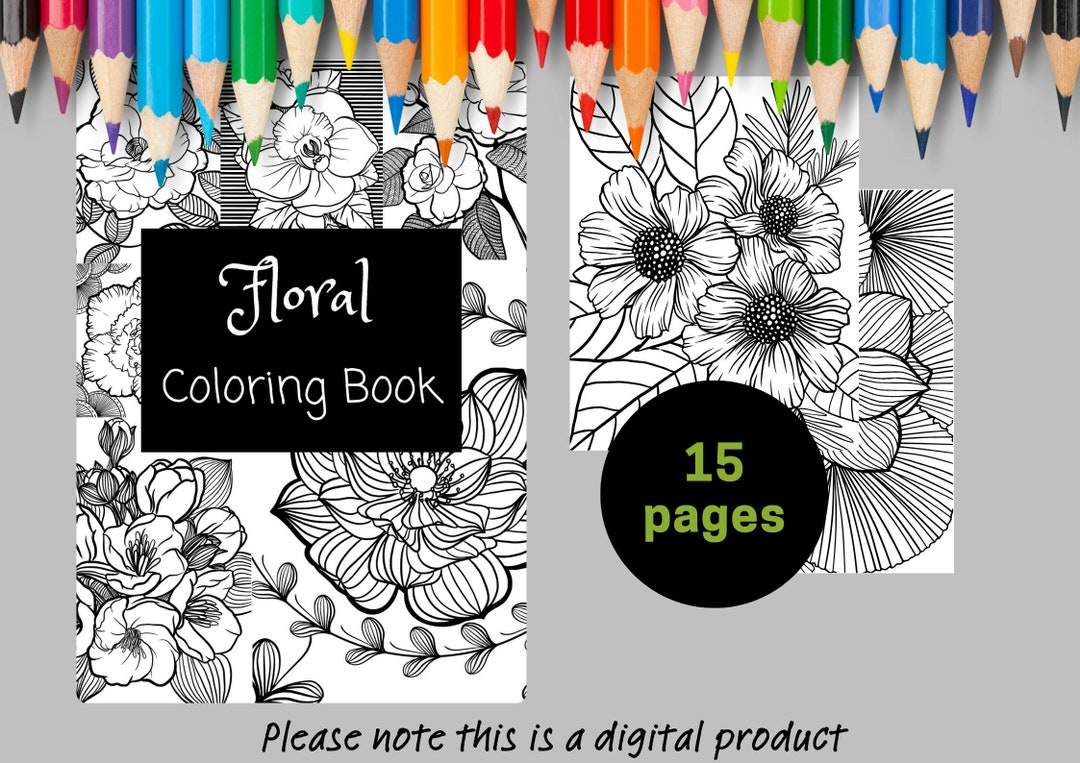 Floral Coloring Pages, Flower Coloring Book, Relaxing Printable ...