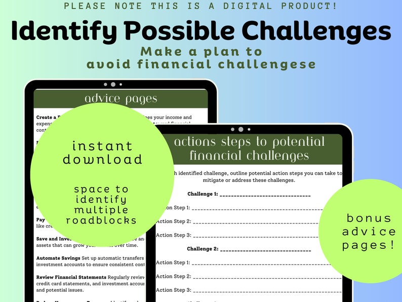 Financial Worksheets, Goal Setting, Growth Financially Independent - Etsy