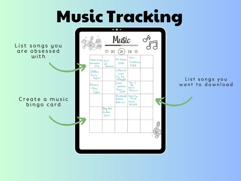 Habit Tracker, Book Tracker, Self Care Tracker, Movie Tracker, Song ...