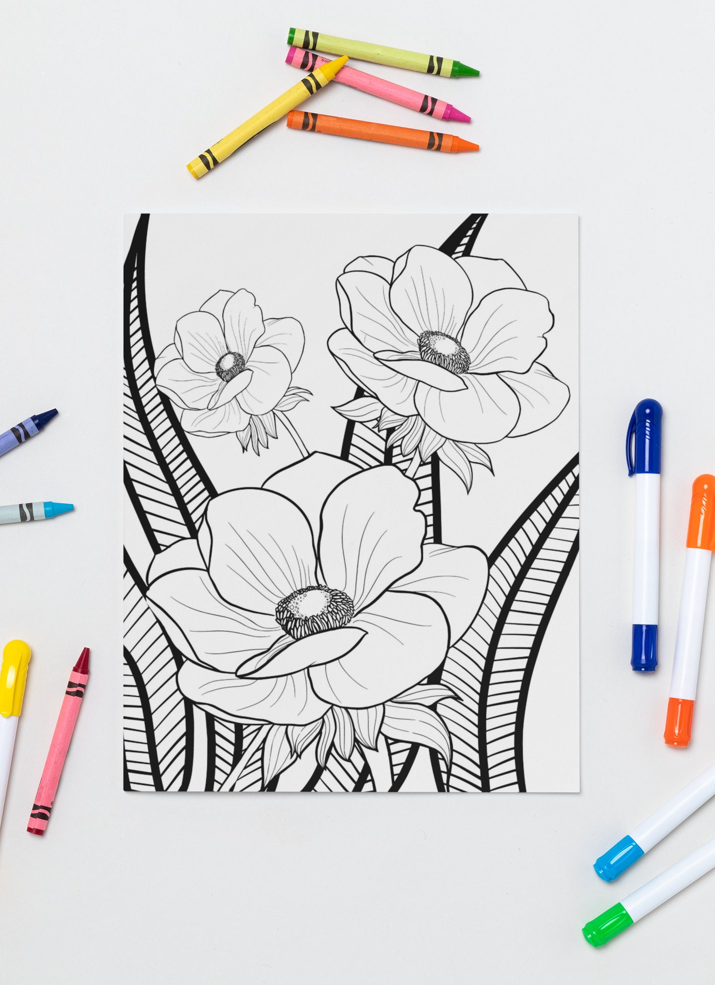 Floral Coloring Pages, Flower Coloring Book, Relaxing Printable ...