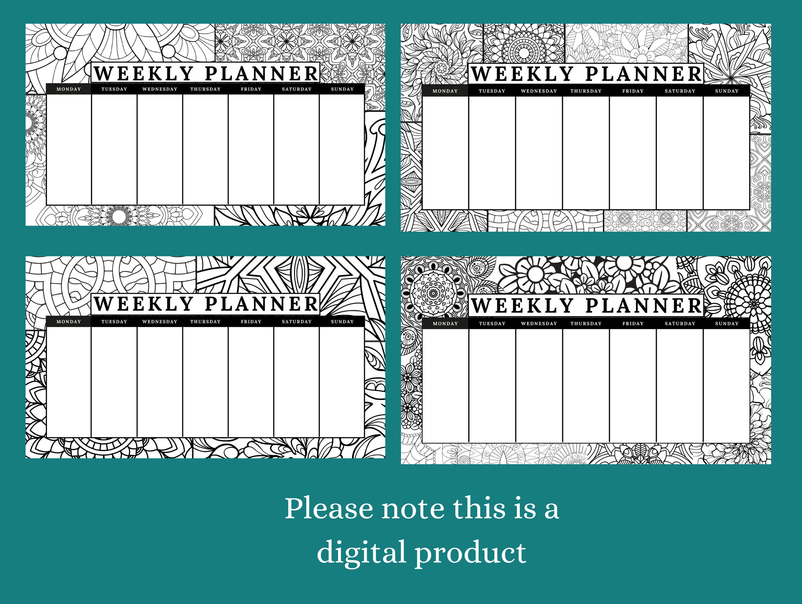 Mandala Magic Undated Printable Weekly Planner Coloring Pages Inspired ...