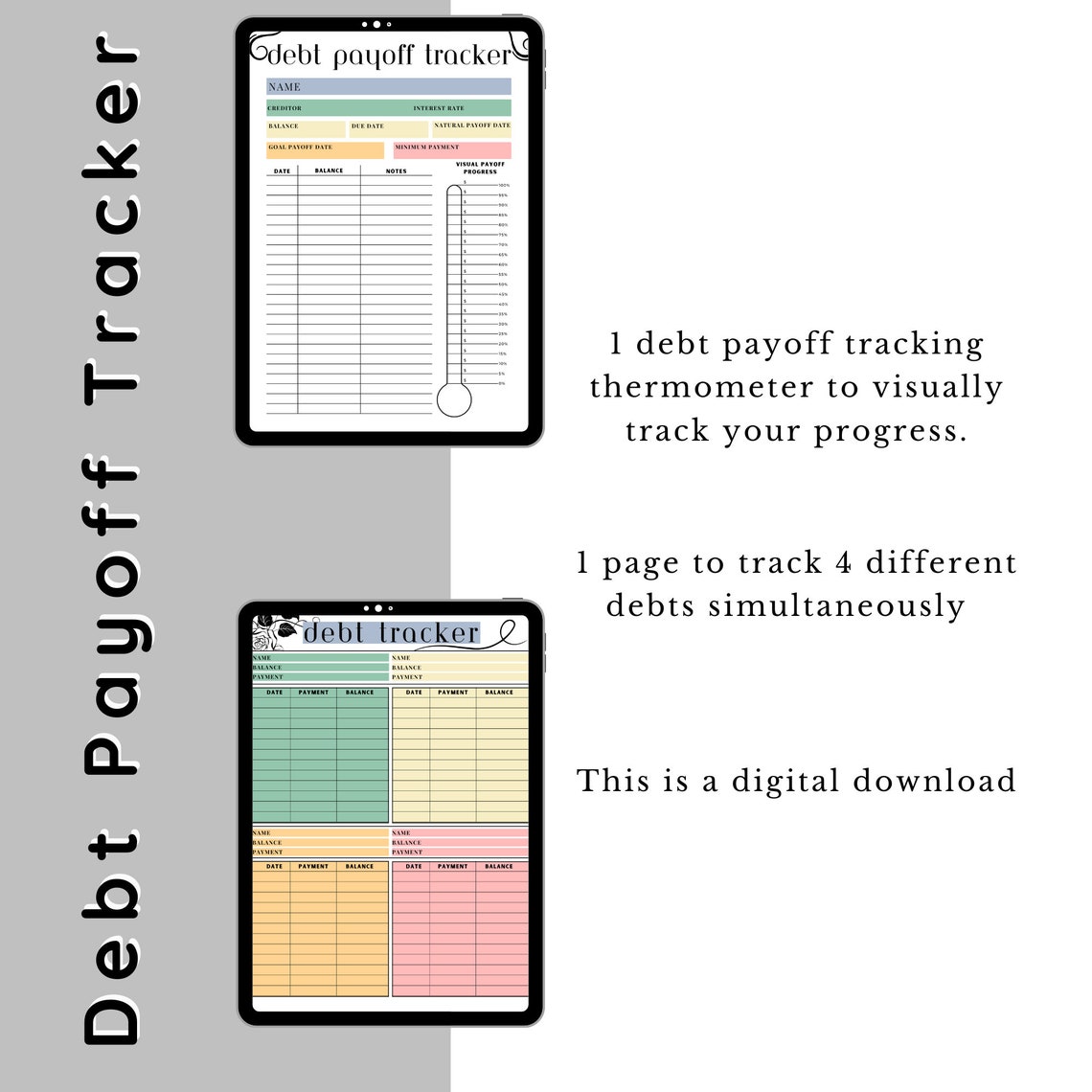 Debt Payoff Tracker Printable: Visual Budgeting Worksheets (digital ...