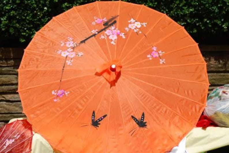 Hand Painted Chinese Parasol Hand Painted Silk Nylon Bamboo Umbrella - Etsy