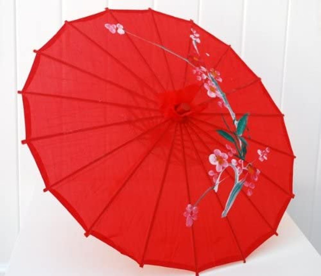 Hand Painted Chinese Parasol Hand Painted Silk Nylon Bamboo Umbrella - Etsy