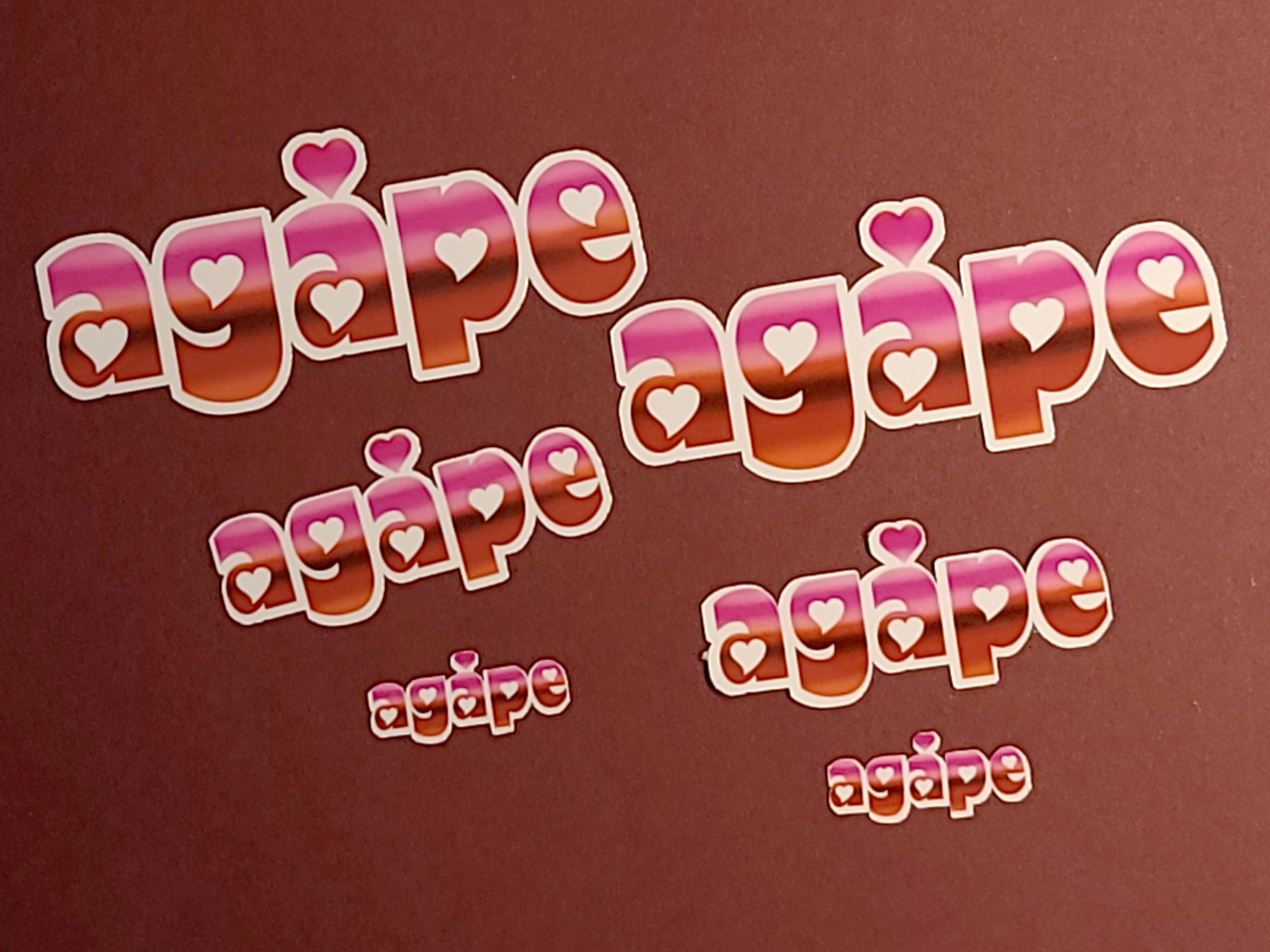 Pink and Brown Agape Love/ Laptop Stickers / Weatherproof Matte or ...