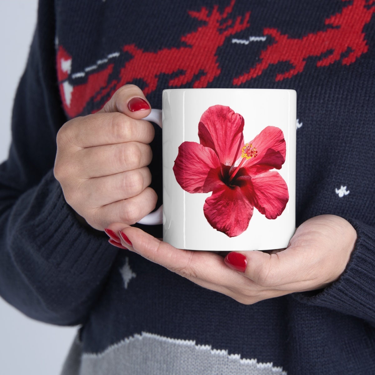 Red Hibiscus Flower - Ceramic Mug 12 Oz Perfect Gift / Holiday Gift ...