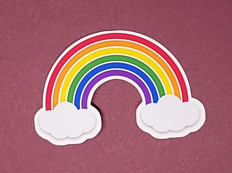Paper Stickers Mini Bright Rainbow with Cloud Waterproof Glossy Sticker ...