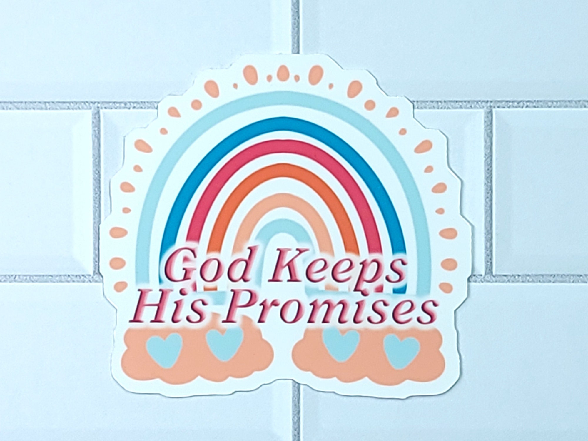 God Keeps His Promises Pastel Rainbow Sticker/ Laptop Stickers ...