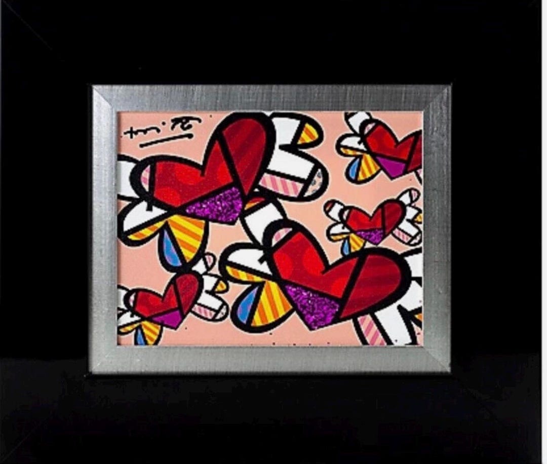 Romero Britto "love in the Air" Limited Edition Framed Canvas Digital ...