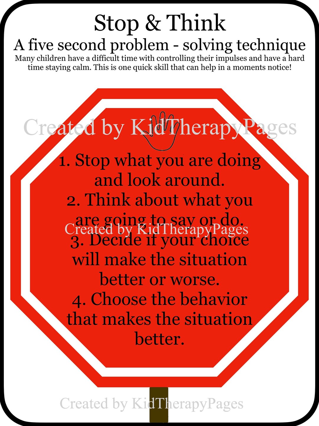 Stop & Think - A Five Second Impulse Control Tool - Etsy