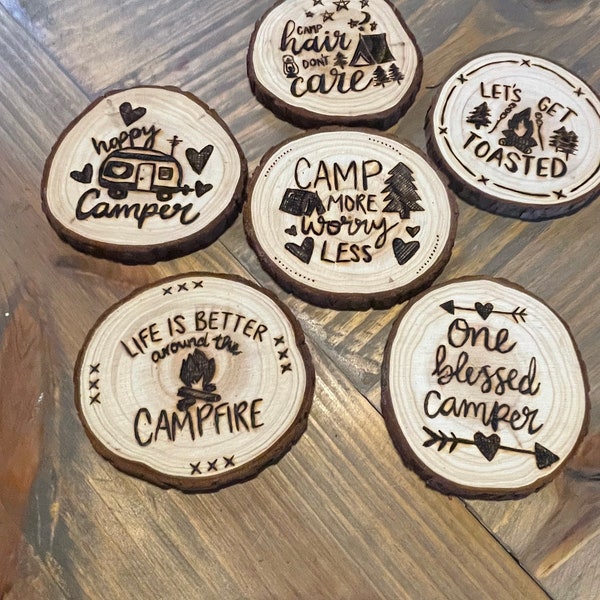 Wood Burned Coasters - Etsy
