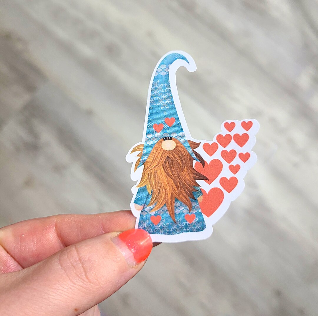 Gnome Heart Sticker, Garden Gnome Sticker, Fairy Garden, Little Gnome ...