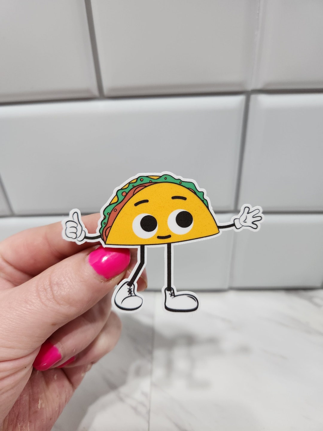 Taco Lover Sticker Taco With Face Taco With Arms And Legs Funny Stickers Water Bottle