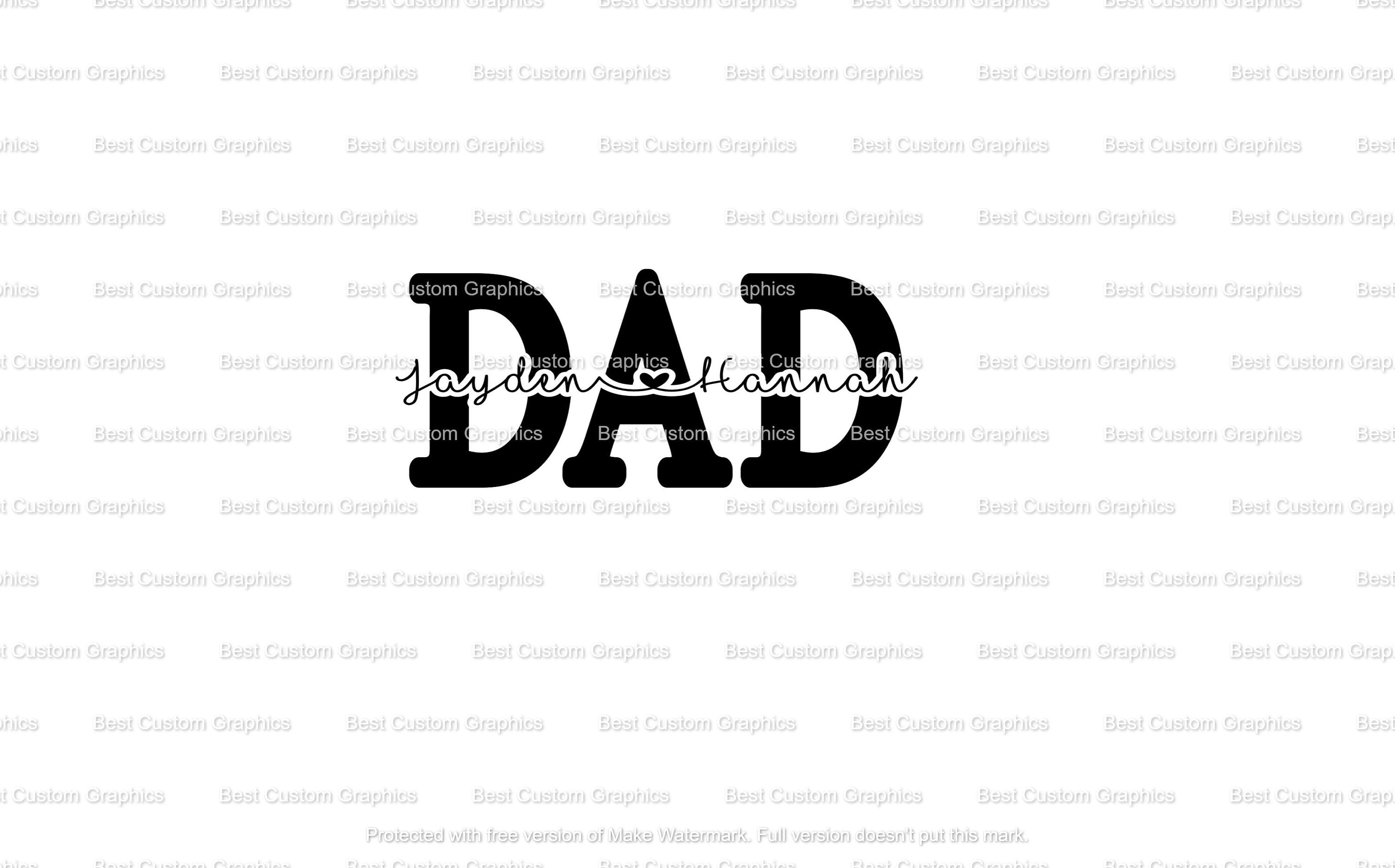 Dad SVG With Kids Names With Hearts Custom Father's Day Cricut Monogram ...