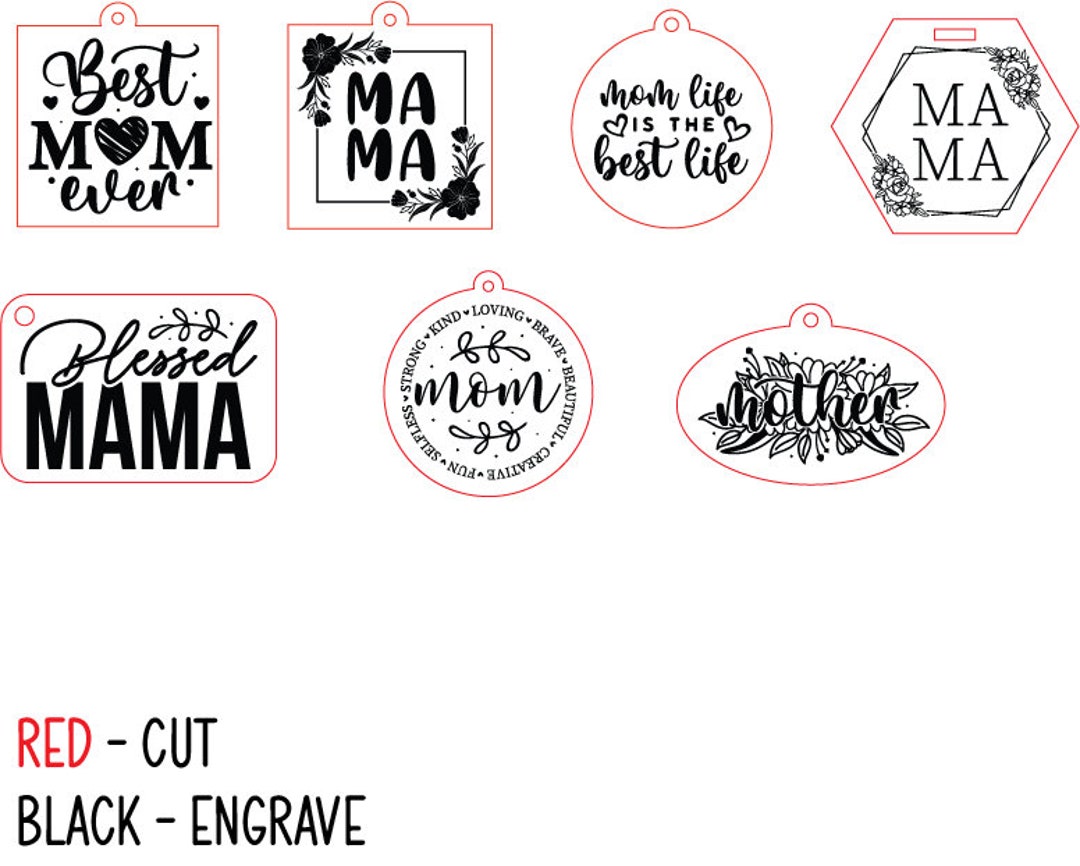 Mom Keychains SVG Bundle File | Glowforge Laser Cut File | Mom ...