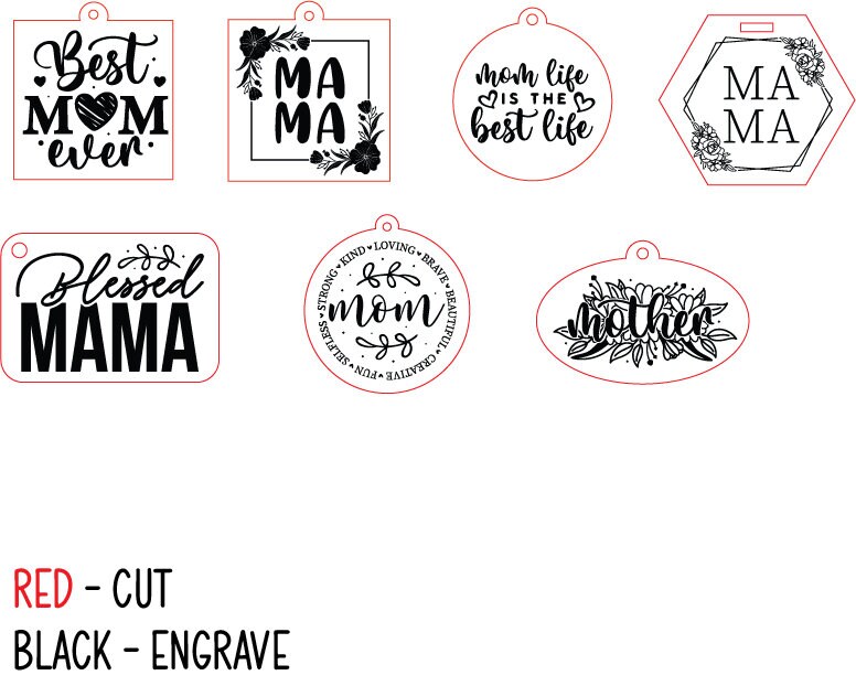 Mom Keychains SVG Bundle File | Glowforge Laser Cut File | Mom ...