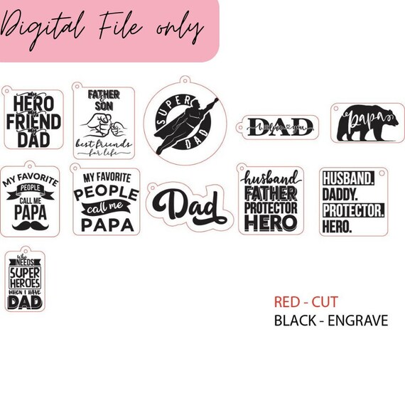 Dad Keychains SVG Bundle File Dad Keychains Designs - Etsy