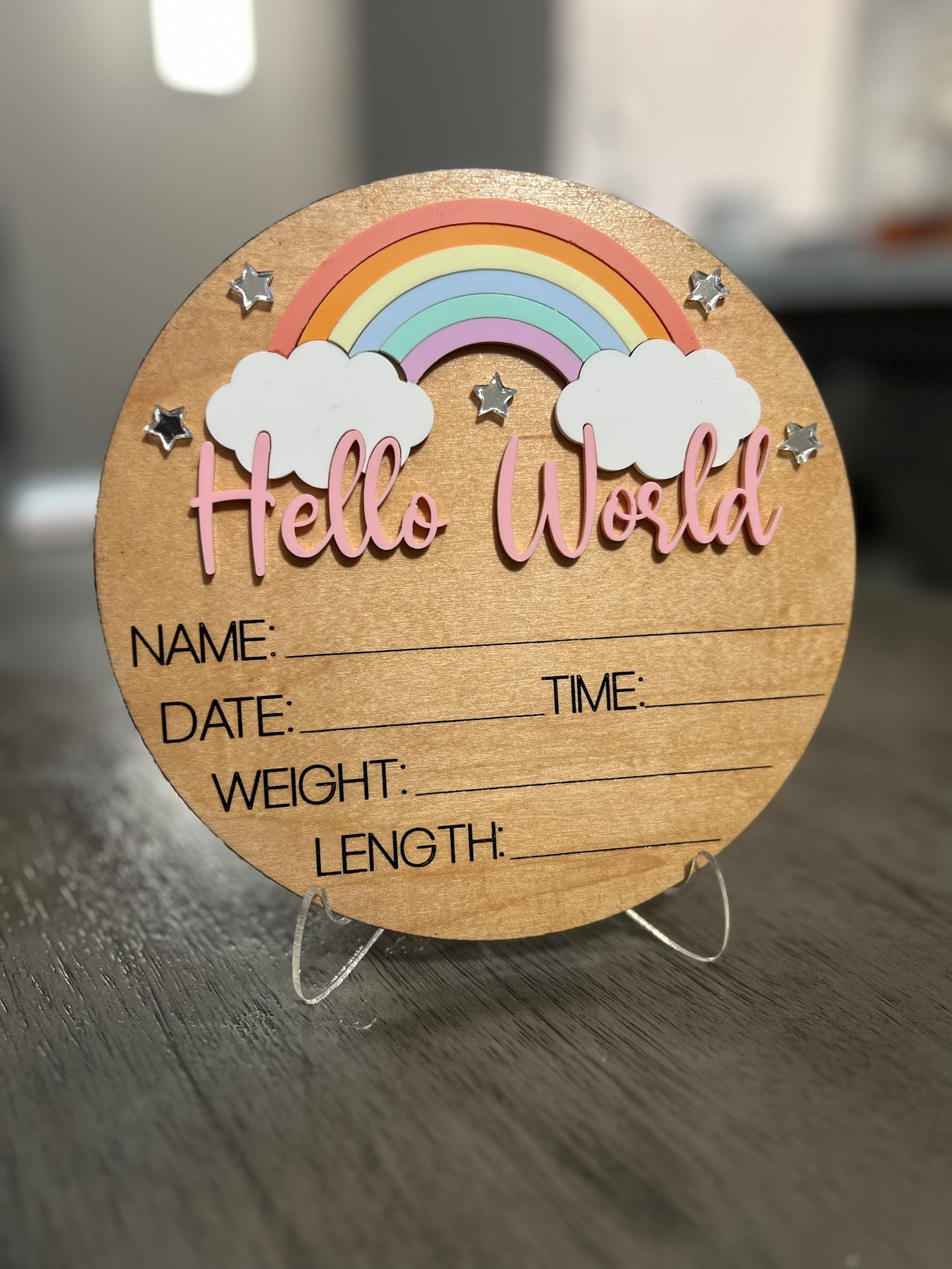 Baby Birth Announcement Sign - Newborn Photography Prop - Boho Rainbow ...