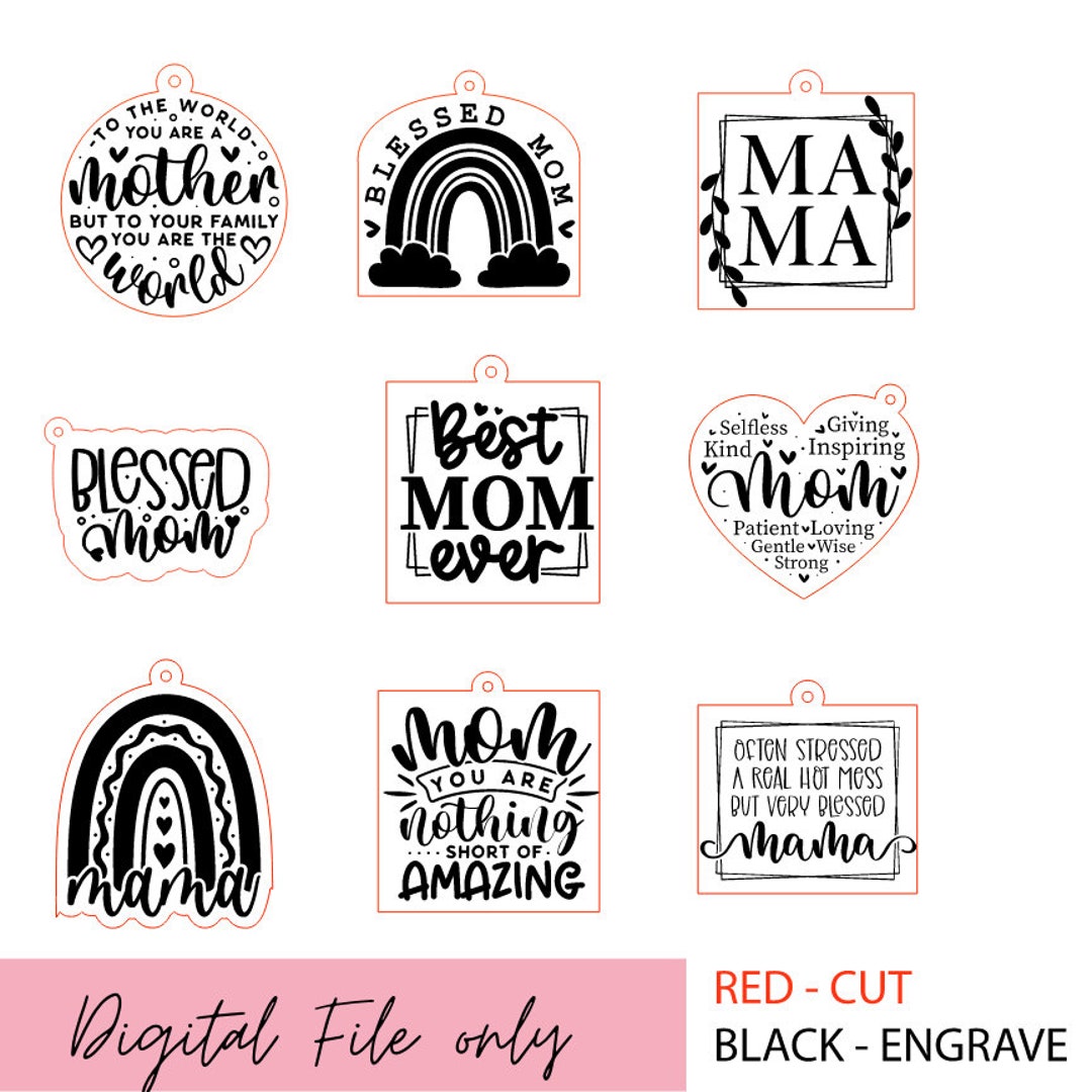 Mom Keychains SVG Bundle File | Glowforge Laser Cut File | Mom ...