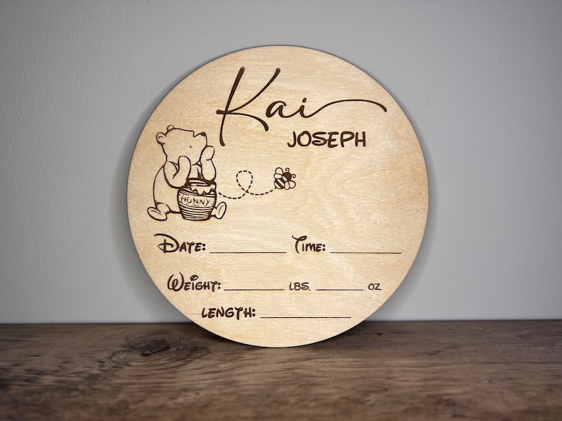 Winnie the Pooh Inspired Birth Announcement Sign | Newborn Photo Prop ...