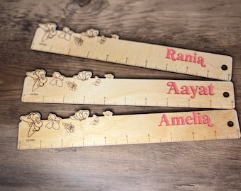 Personalized Wooden Ruler, Engraved Wood Ruler, Personalized School ...