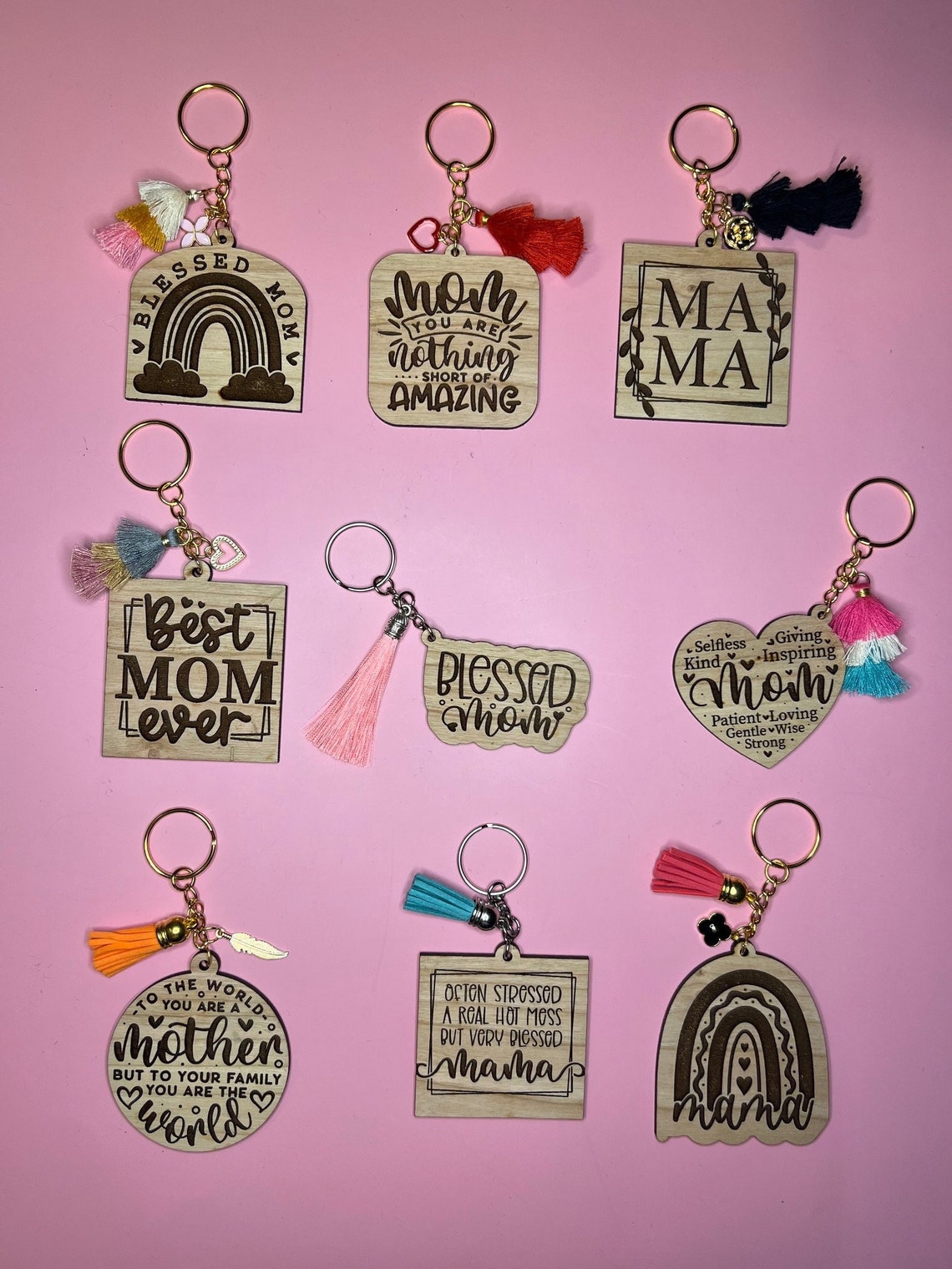 Mom Keychains SVG Bundle File Glowforge Laser Cut File Mom Keychains ...