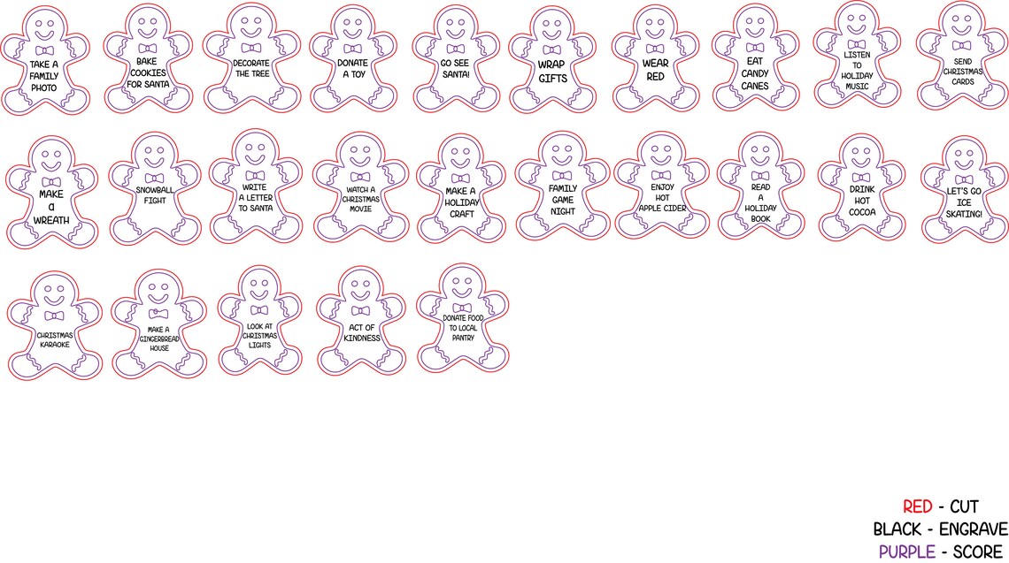 Christmas Bucket List Tokens SVG, Christmas Activities Tokens SVG ...