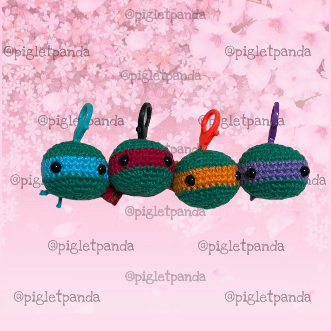 Handmade Amigurumi Turtle Bandit Head Keychains - Etsy