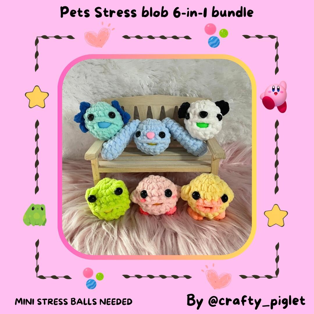 6-in-1 Stress Blob Animals Crochet Pattern - Etsy