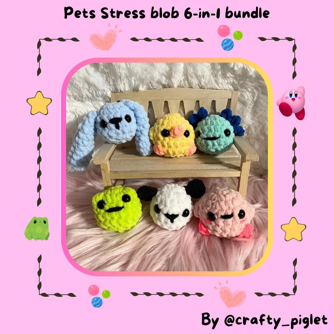 6-in-1 Stuffing Friendly Stress Blob Crochet Pattern Bundle - Etsy