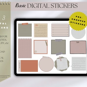 Basic Digital Stickers | Goodnotes Pre-cropped Stickers, Individual PNG ...