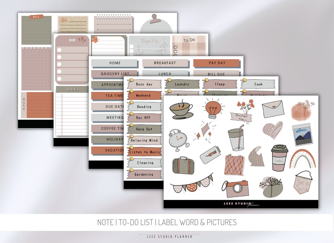 Basic Digital Stickers | Goodnotes Pre-cropped Stickers, Individual PNG ...