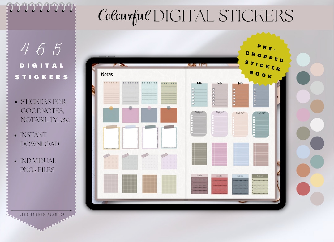 Colourful Stickers, Digital Stickers, Goodnotes Precropped Stickers ...