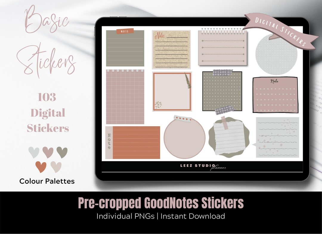 Basic Digital Stickers Goodnotes Pre-cropped Stickers - Etsy