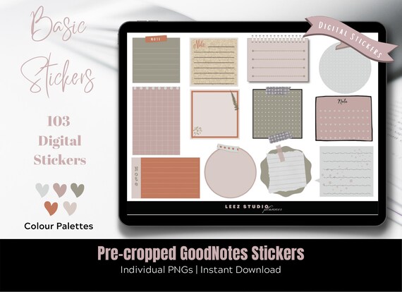 Basic Digital Stickers Goodnotes Pre-cropped Stickers - Etsy