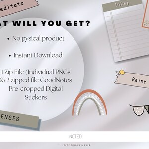 Basic Digital Stickers | Goodnotes Pre-cropped Stickers, Individual PNG ...