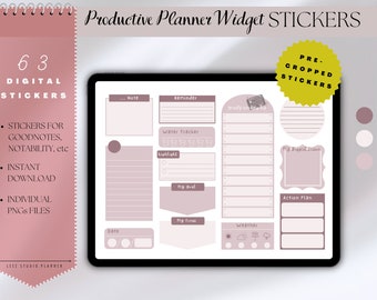Basic Digital Stickers | Goodnotes Pre-cropped Stickers, Individual PNG ...