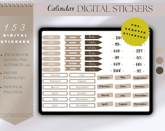 Basic Digital Stickers | Goodnotes Pre-cropped Stickers, Individual PNG ...