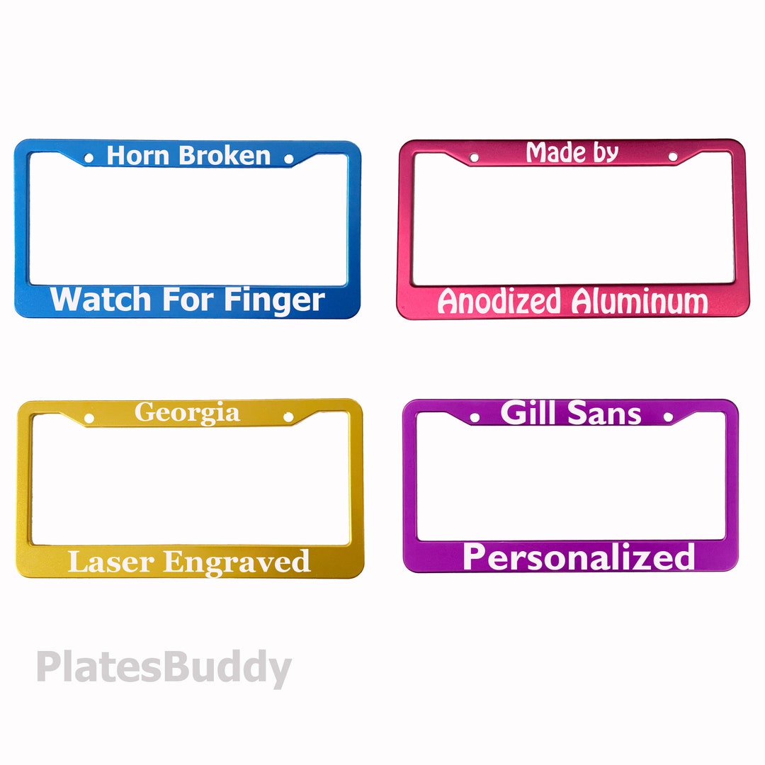 Custom Auto License Plate Frame, Laser Engraved Aluminum Personalized ...