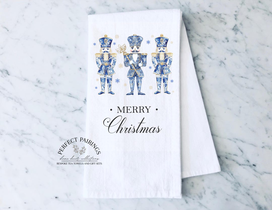 Blue Chinoiserie Nutcrackers, Nutcracker Guest Kitchen Towel ...