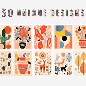 Boho Posters Digital Art Pack, Instant Download Modern Bohemian Bundle ...