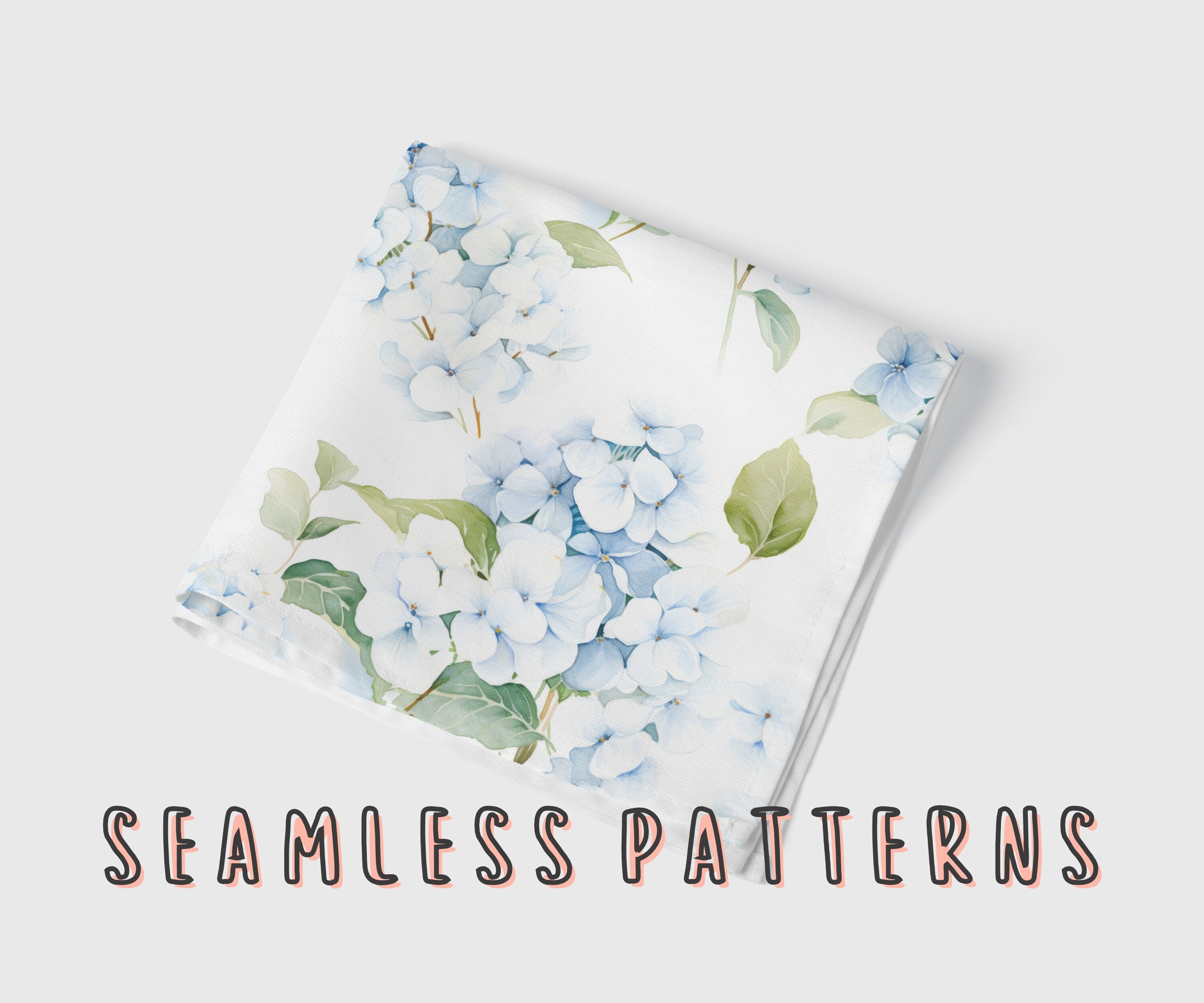 Watercolor Flowers Digital Paper Pack, Hydrangea Seamless Pattern ...