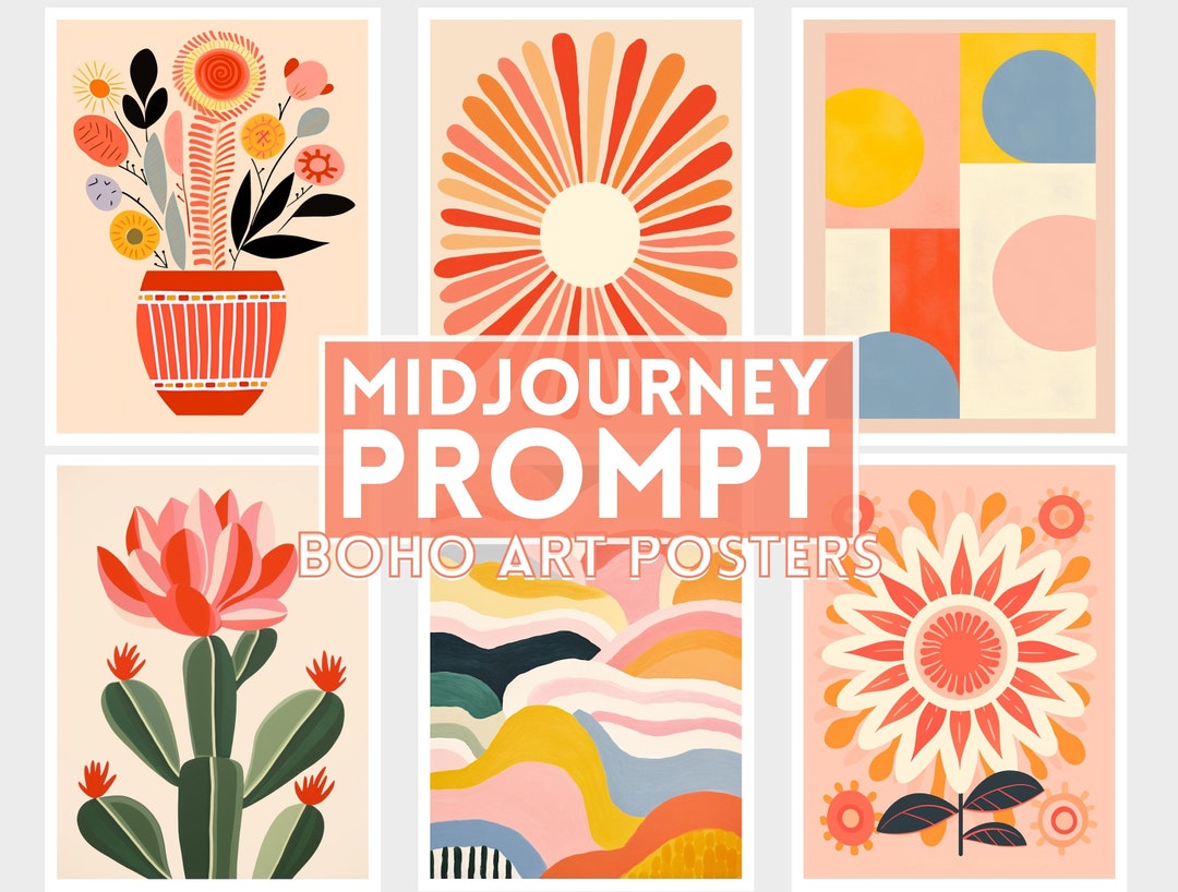 Buy Midjourney Prompts for Boho Art Prints Posters, PDF Collection of ...