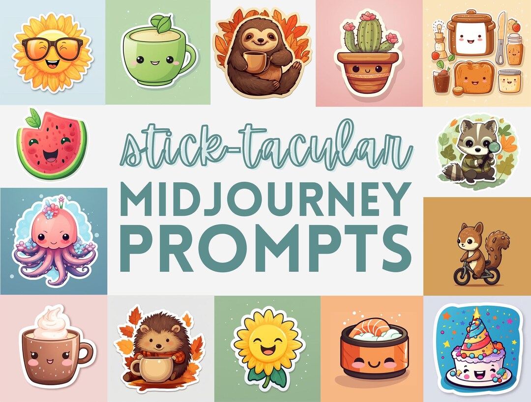 Cute Kawaii Sticker Prompts for Midjourney, PDF Collection of AI ...