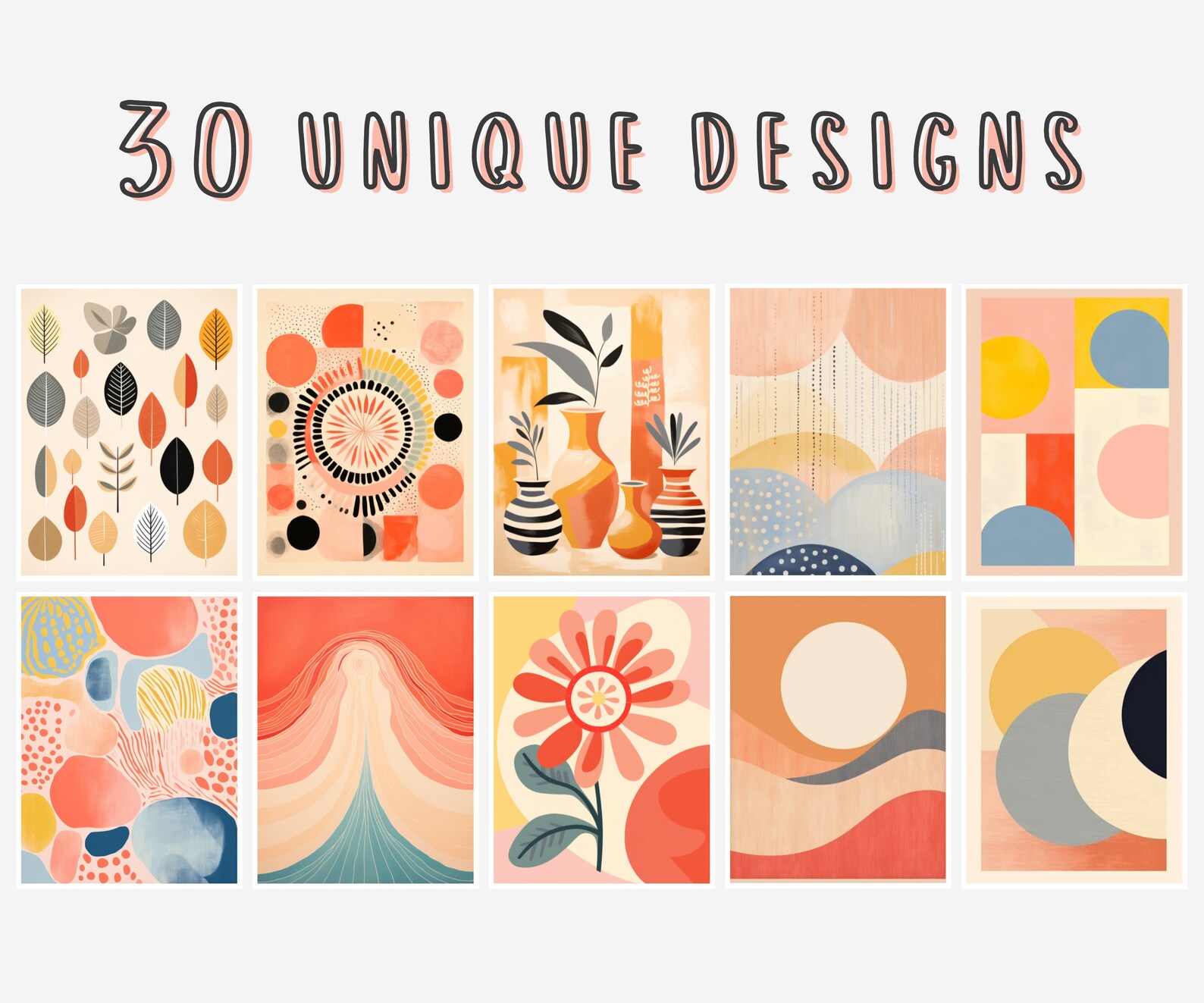 Boho Posters Digital Art Pack, Instant Download Modern Bohemian Bundle ...
