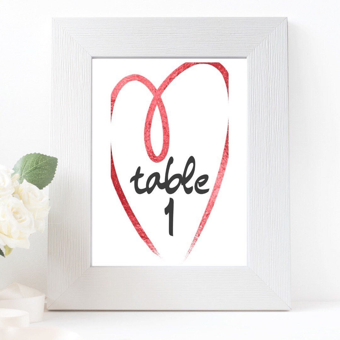 Drawn Heart Table Numbers. Perfect for All Occasions - Etsy