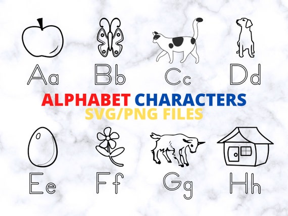 Alphabet Characters SVG PNG Cut Files Learning Resources | Etsy
