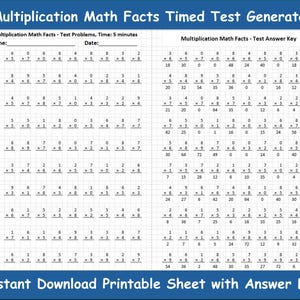 Multiplication Facts Timed Test - Etsy